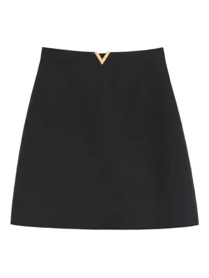 Valentino Garavani Vlogo Signature Wool And Silk Skirt - Black