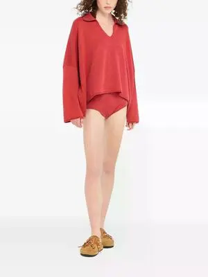 Alanui Polo-collar V-neck Sweater - Red