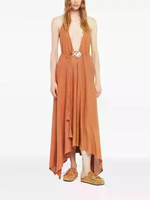 Alanui Mermaid Inside Shell-detail Belted Maxi Dress