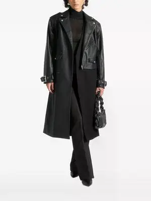 Manière De Voir Ayleen Leather Biker Trench Coat