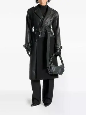 Manière De Voir Ayleen Leather Biker Trench Coat