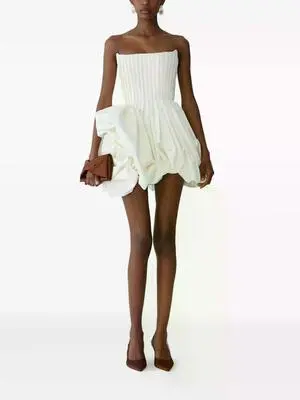 Carolina Herrera Pleated Mini Dress - Neutrals