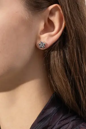 Marc Jacobs Brass Flower Earrings - Silver