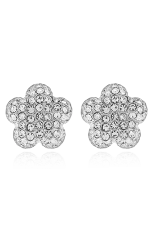 Marc Jacobs Flower Brass Clip-on Earrings Silver
