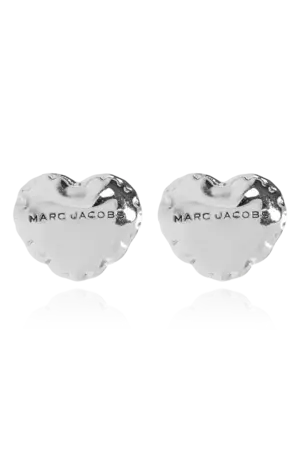 Marc Jacobs Brass Heart Stud Earrings - Silver
