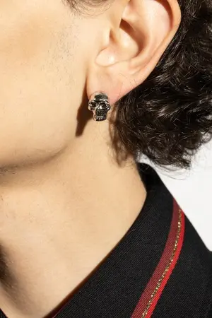Alexander McQueen Brass Skull Earring - Silver
