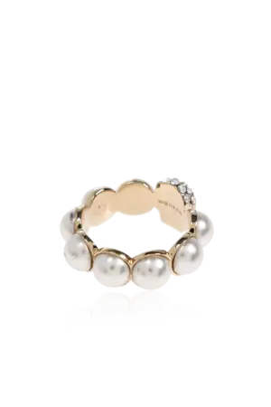 Alexander McQueen Ring With Skull Motif And Crystals - Gold
