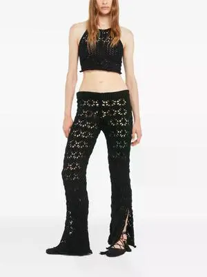 Alanui Lagoon Romance Crochet Trousers - Black