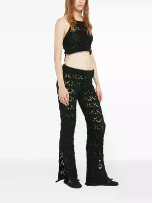Alanui Lagoon Romance Crochet Trousers - Black