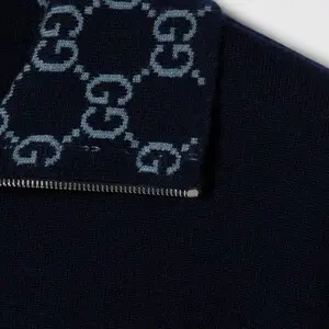 Gucci Knit Double Wool Zip Jacket - Blue