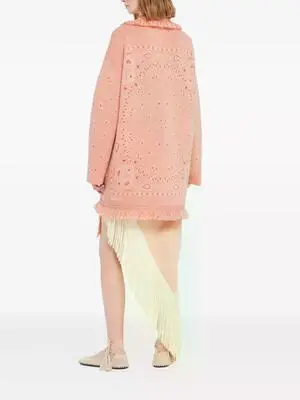 Alanui Bandana Jacquard Fringed Cardigan - Pink