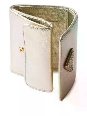 Prada Logo Leather Wallet - Gold