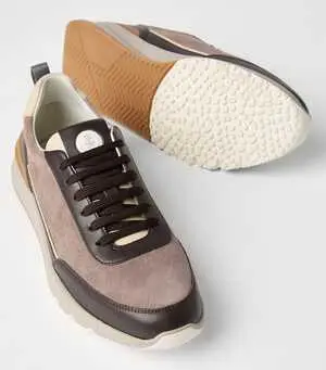 Brunello Cucinelli Suede And Calfskin Runner Sneakers - Brown