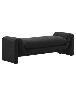 MODWAY Waverly Boucle Fabric Bench - Black