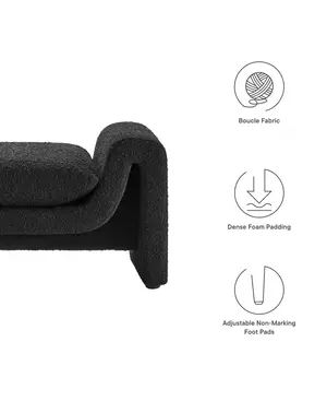 MODWAY Waverly Boucle Fabric Bench - Black