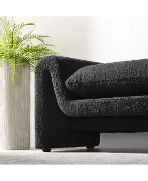 MODWAY Waverly Boucle Fabric Bench - Black