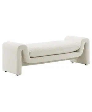 MODWAY Waverly Boucle Fabric Bench - Ivory