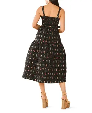 EDDY Quilted Garden Grid Midi Dress