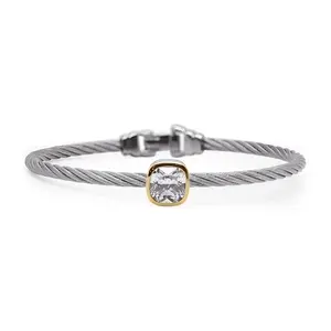 Alor Day Diamonds 3mm Cushion Lab Grown Diamond Bracelet - Grey Cable/k Yellow Gold