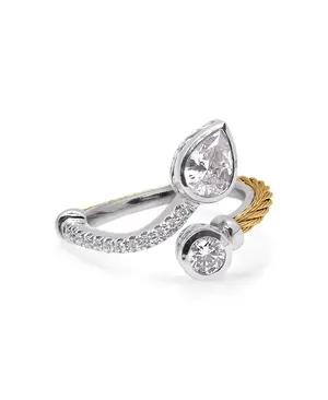 Alor Day Diamonds Bypass Ring With Lab Grown Diamonds - Yellow Cable/k White Gold