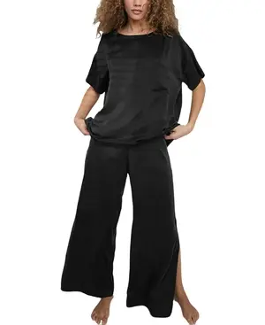 Lunya Silk Tee Pant Set - Immersed Black