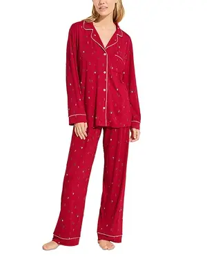 Eberjey Gisele Printed Long Pajama Set Apres Ski Haute Ivory