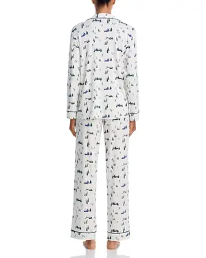 Eberjey Gisele Printed Long Pajama Set - Ski Chalet Ivory/pine