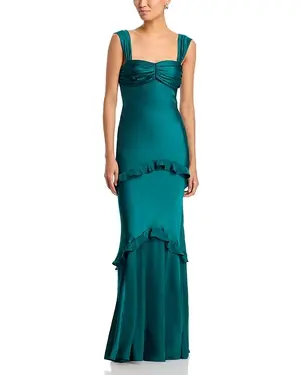 Saloni Selma Dress - Midnight Green
