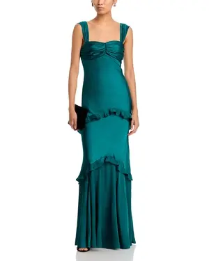 Saloni Selma Dress - Midnight Green