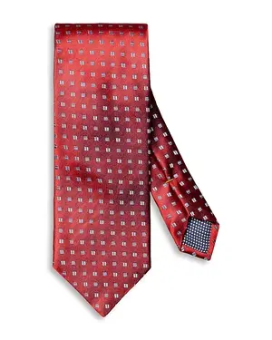 Eton Geometric Silk Tie - Medium Red