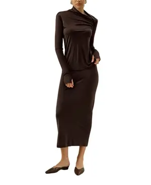 Lilysilk Slim Fitted Long Sleeve Top - Cocoa