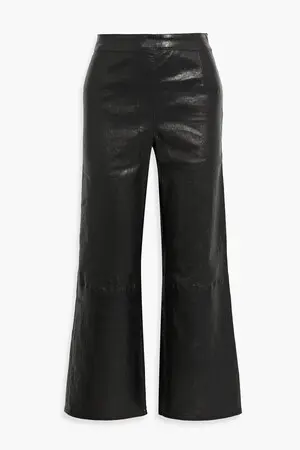 FRAME Cropped Wide-leg Leather Pants
