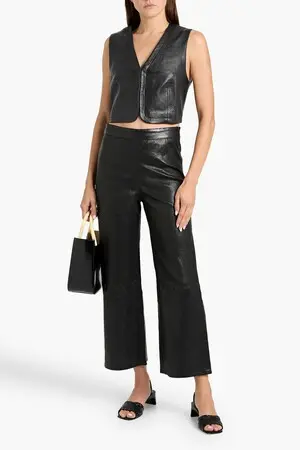 FRAME Cropped Wide-leg Leather Pants