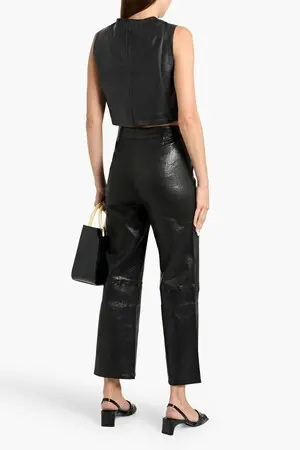 FRAME Cropped Wide-leg Leather Pants