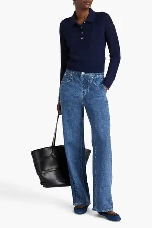 Rag & Bone Viola Ribbed Cotton-blend Polo Sweater
