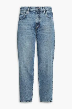FRAME The Candle Cropped Faded Mid-rise Tapered Jeans - Mid Denim