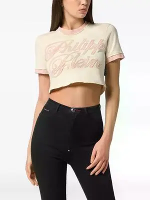 Philipp Plein Logo-embroidered Cotton Top