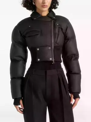 Manière De Voir Matte Cropped Biker Puffer Jacket
