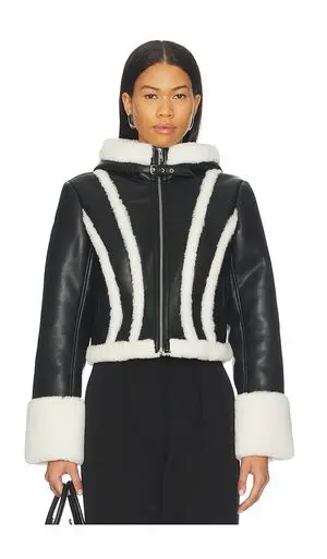 FLEUR DU MAL Leather & Fur Collar Jacket
