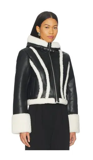 FLEUR DU MAL Leather & Fur Collar Jacket