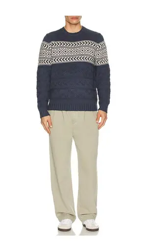 Marine Layer Textured Fair Isle Sweater - Navy