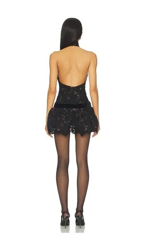 Retrofete Cicely Lace Halterneck Mini Dress - Black