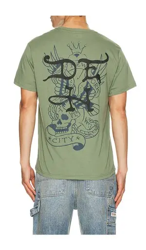 Ed Hardy Heart Skull Tee In Olive