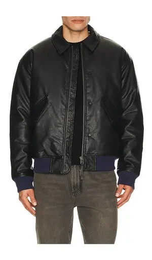 Scotch & Soda Faux Leather Puffer Jacket In Black - Meteorite