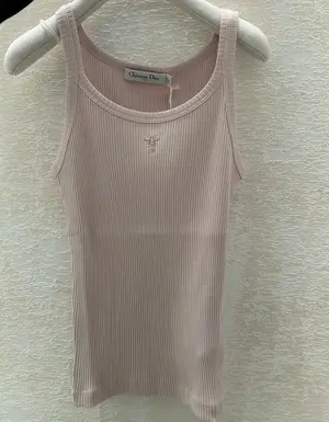 Dior Pale Ribbed Tank - Light Pink
