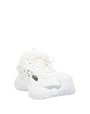 Versace Calfskin And Textile Fiber Chunky Sneakers - White
