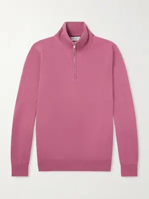 Brunello Cucinelli Cashmere Half-Zip Sweater Pink