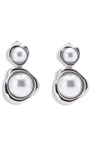 LELET NY Sloane Pearl Drop Clip-on Earrings - Rhodium