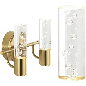 JONATHAN Y Bolha 2-light Minimalist Modern Bubble Acrylic/iron Integrated Led Vanity Light - Brass Gold