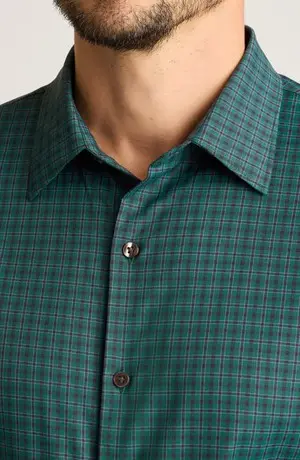 Bonobos Tech Slim Fit Green Gingham Check Performance Button-down Shirt